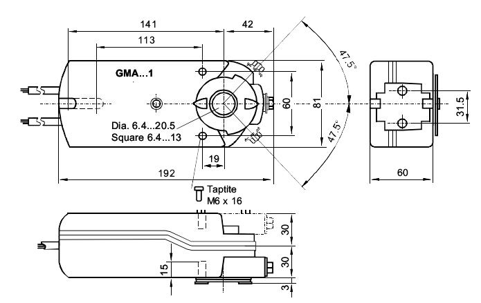 Pohon klapek Siemens GMA 131.1E, 24 V, 3-bod (GMA131.1E) | Bola